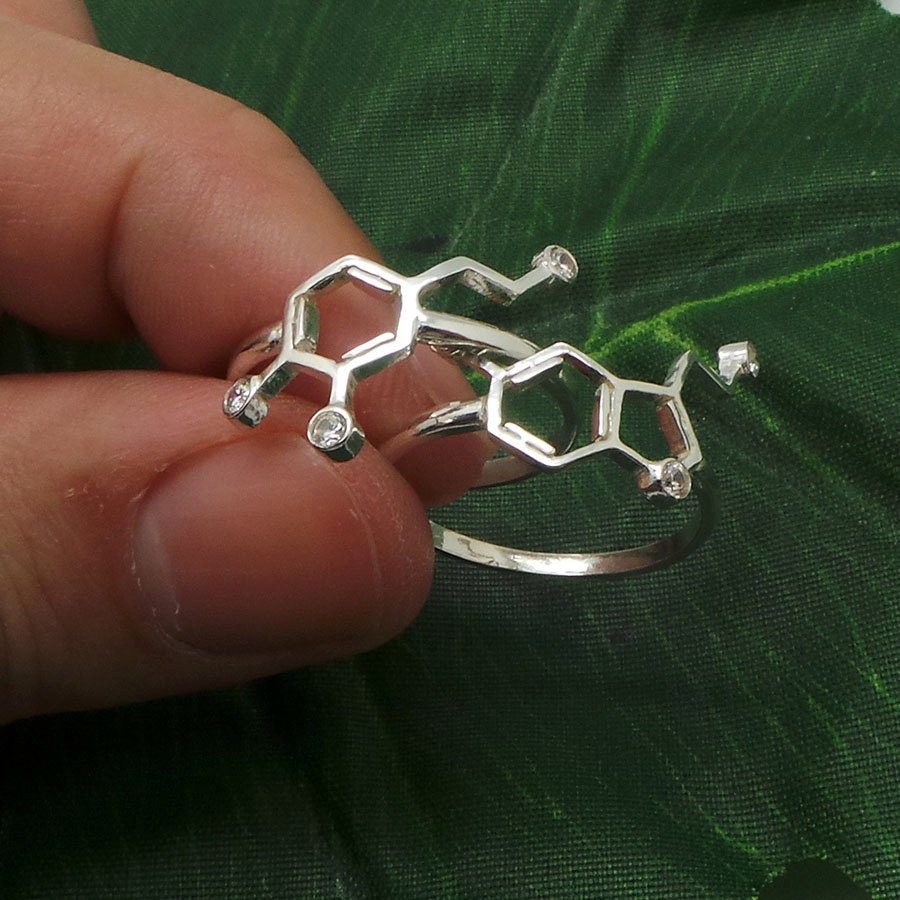 Set of 2 Serotonin and Dopamine Molecule Ring Chemistry - Etsy
