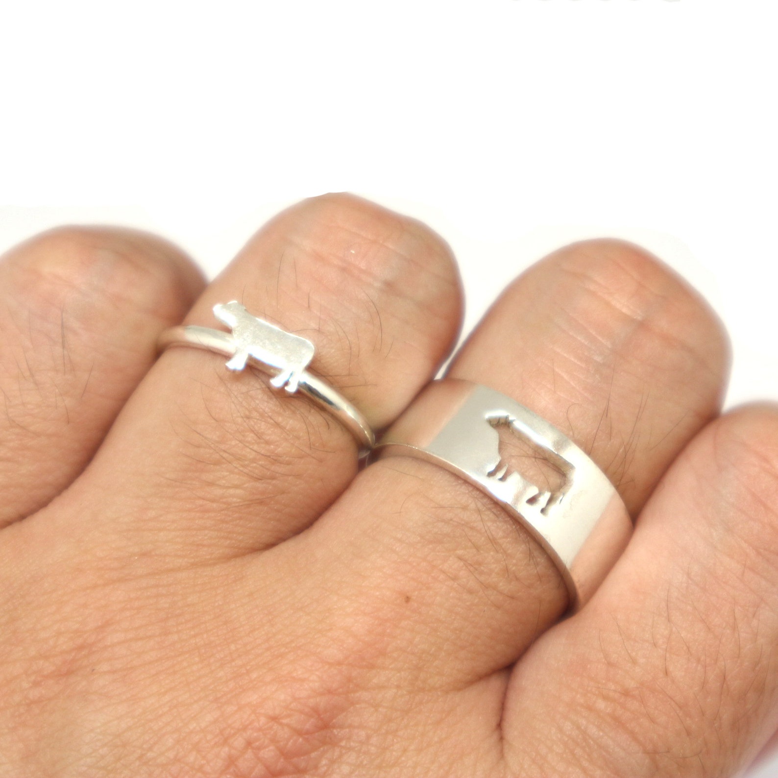 Silver Cow Matching Ring for Couples - Cow Jewelry - Etsy