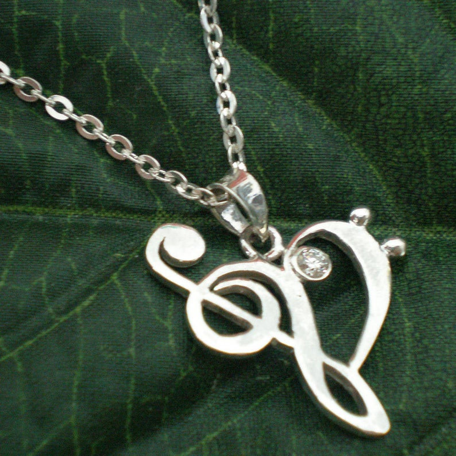 Personalized Name Music Note Necklace Music Heart Necklace - Etsy