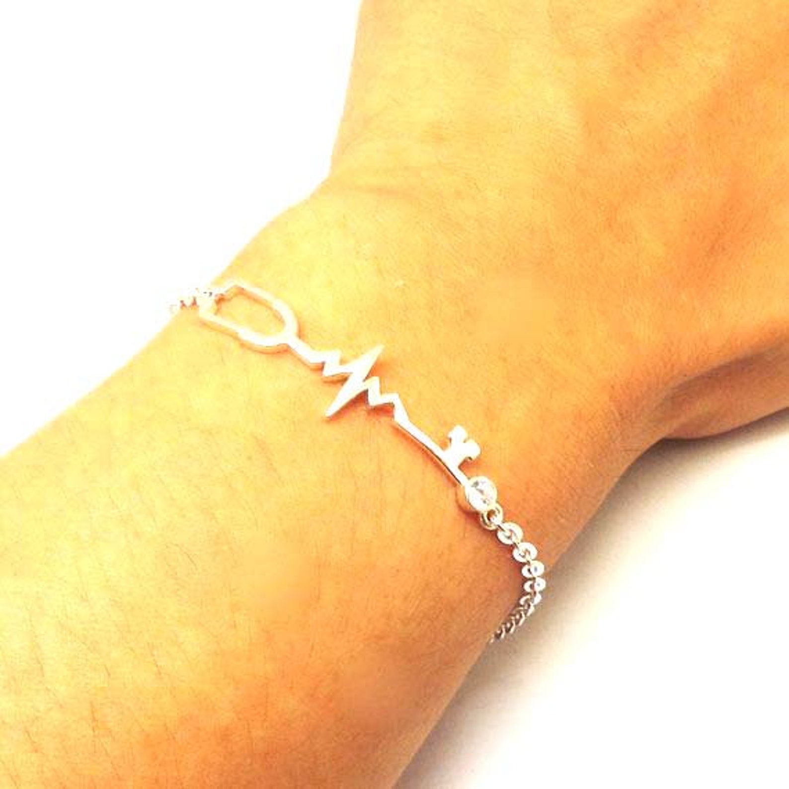 Sterling Silver Stethoscope Key Nurse Bracelet - Stethoscope Jewelry ...