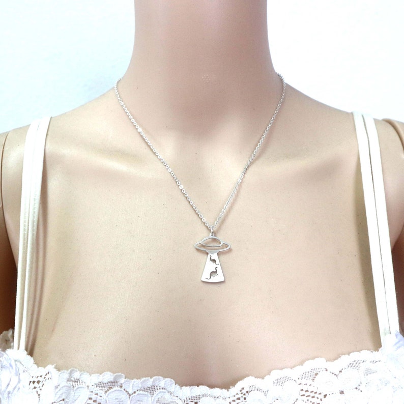 Silver UFO Necklace Alien Jewelry Gifts for Girl Daughter - Etsy