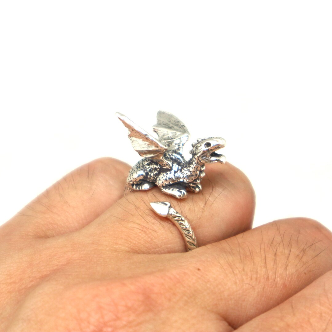 Silver Dragon Ring - Dragon Jewelry, Dragon Gift, Fantasy Jewelry ...