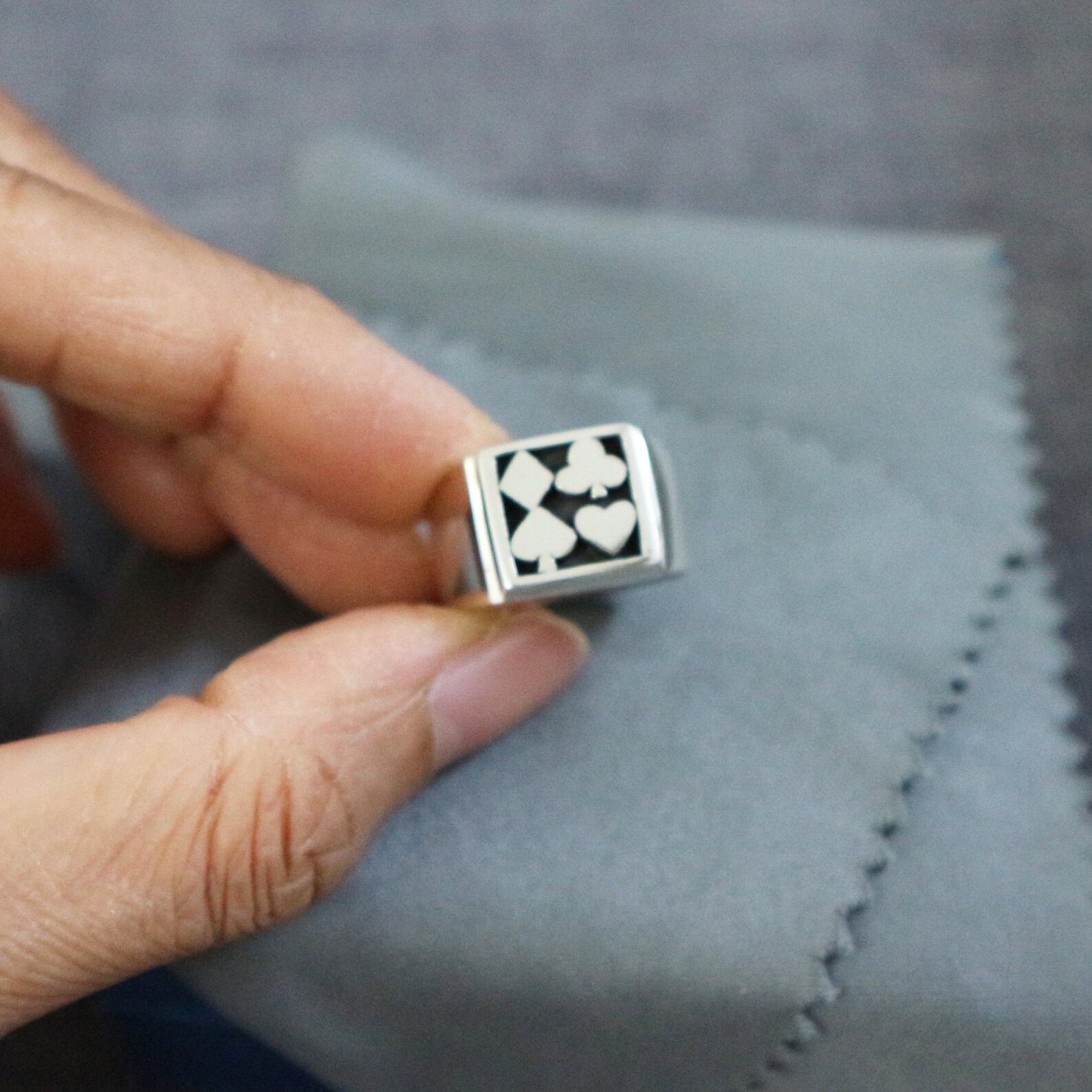 Silver Poker Ring for Men / Women Signet Ring Gift for Her - Etsy