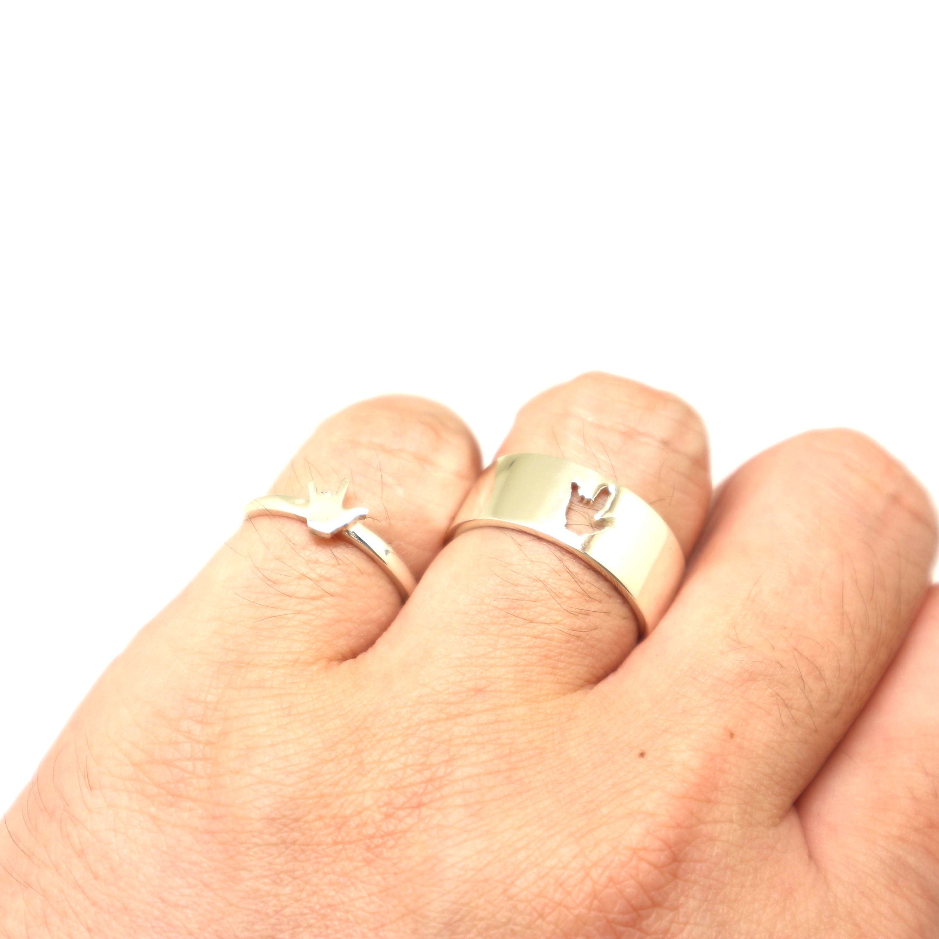 I Love You Hand Gesture Matching Promise Ring for Couples | Etsy