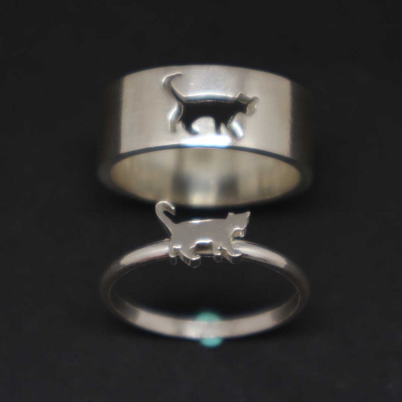Sterling Silver Cat Ring - Etsy