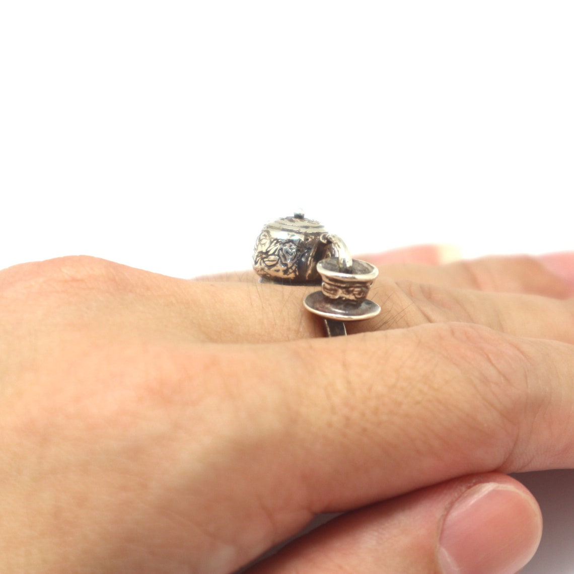 Silver Miniature Boho Teapot Ring Unisex Bohemian Kettle - Etsy