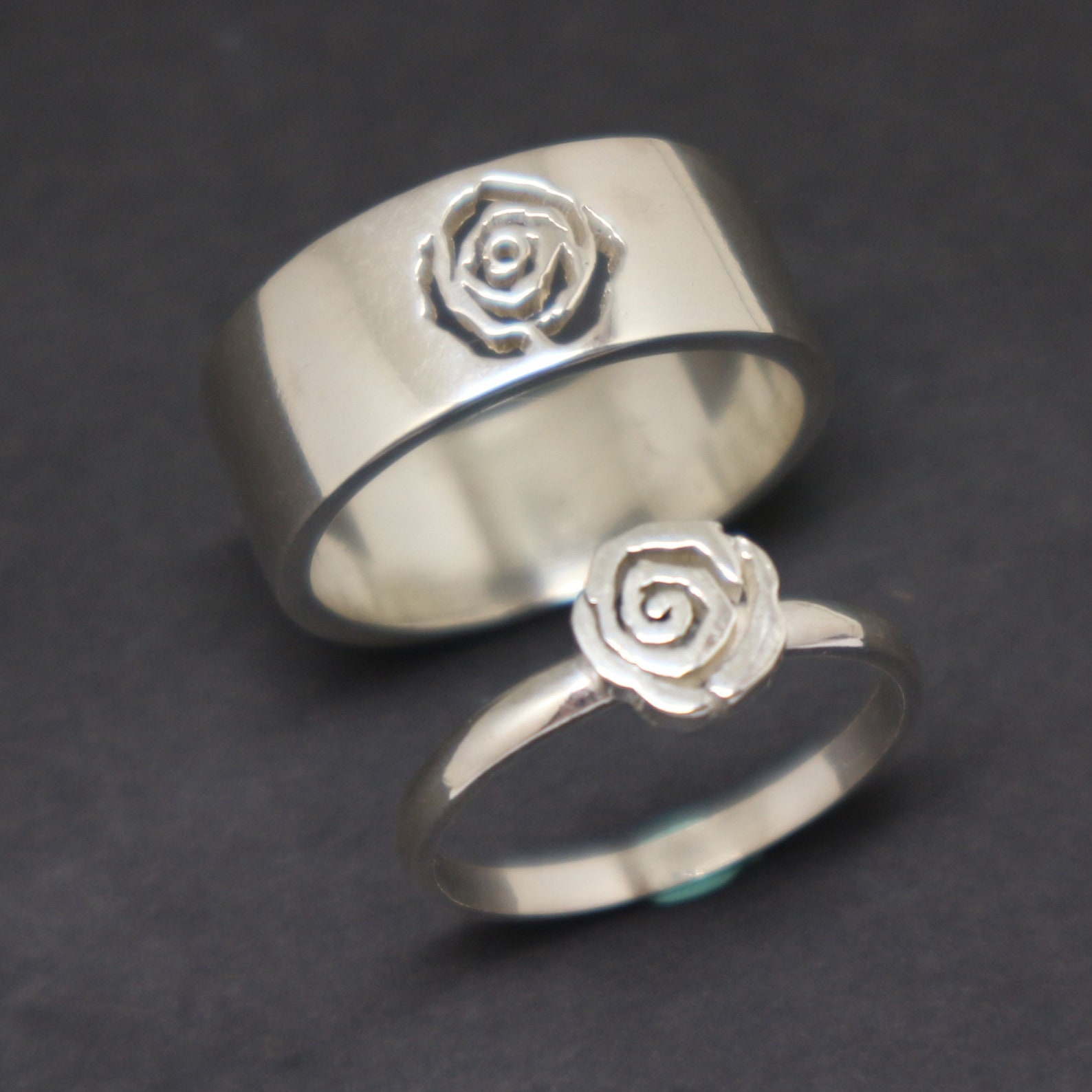 Rose Promise Ring for Couples - Flower Jewelry, His and Her Promise ...