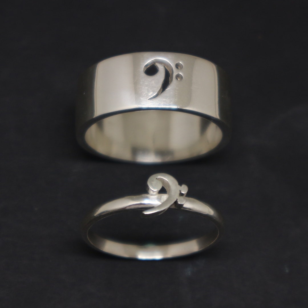 Bass Clef Promise Ring for Couples - Music Jewelry, Matching His and ...