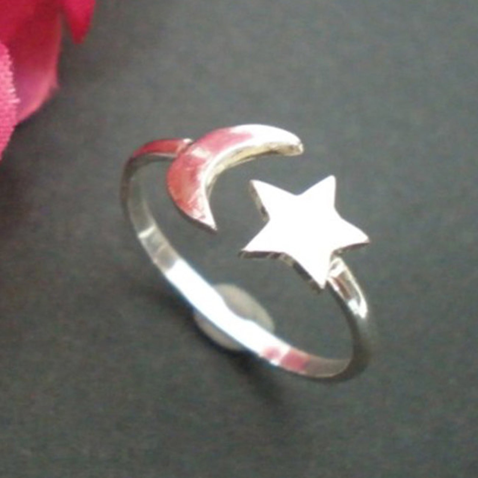 Silver Moon and Star Ring Jewelry Celestial Ring Statement - Etsy
