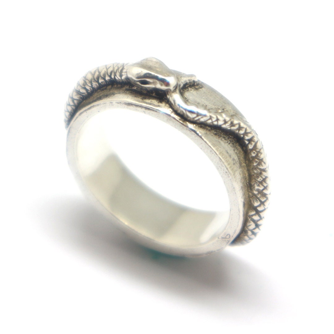 Silver Snake Ouroboros Men Ring Snake Jewelry Snake Biting | Etsy