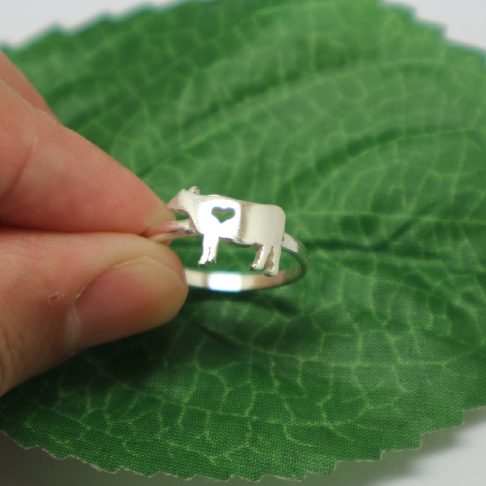 Silver Cow Cattle Ring Cow Jewelry Animal Ring Animal | Etsy
