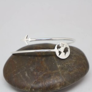 Silver Travel Map Plane Bracelet Bangle - Travel Jewelry,gift for Travelers,airplane Plane ...