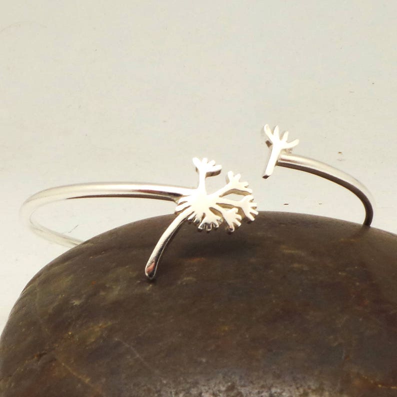 Silver Dandelion Bracelet Bangle - Dandelion Jewelry, Wish Bracelet ...