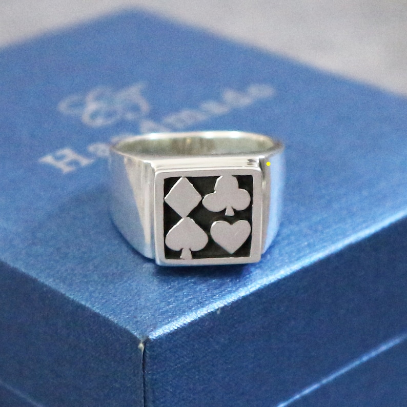 Silver Poker Ring for Men / Women Signet Ring Gift for Her - Etsy
