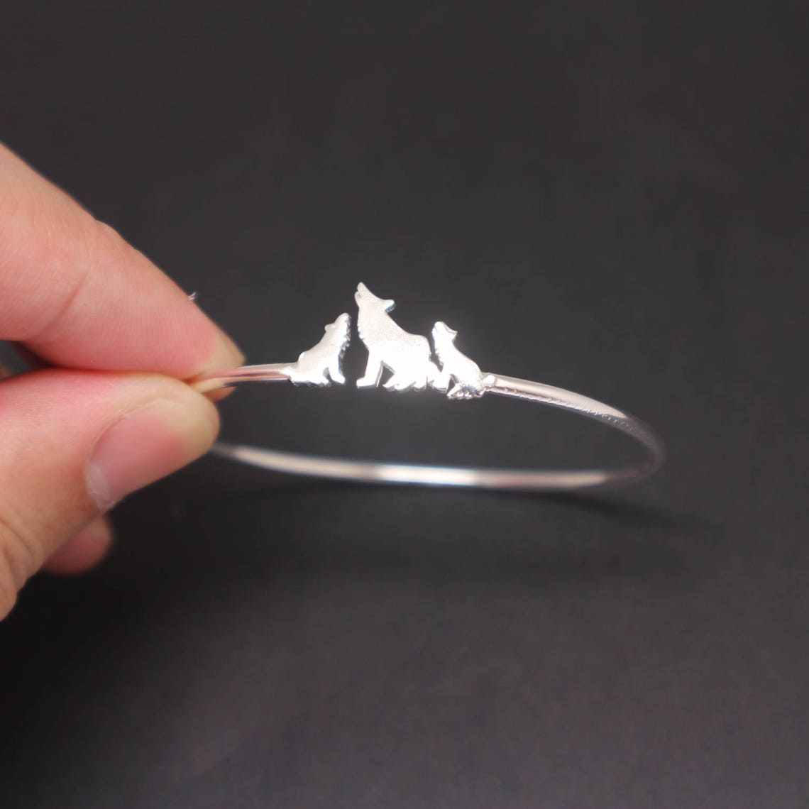 Personalized Mother Daughter Wolves Bracelet Bangle Silver - Etsy