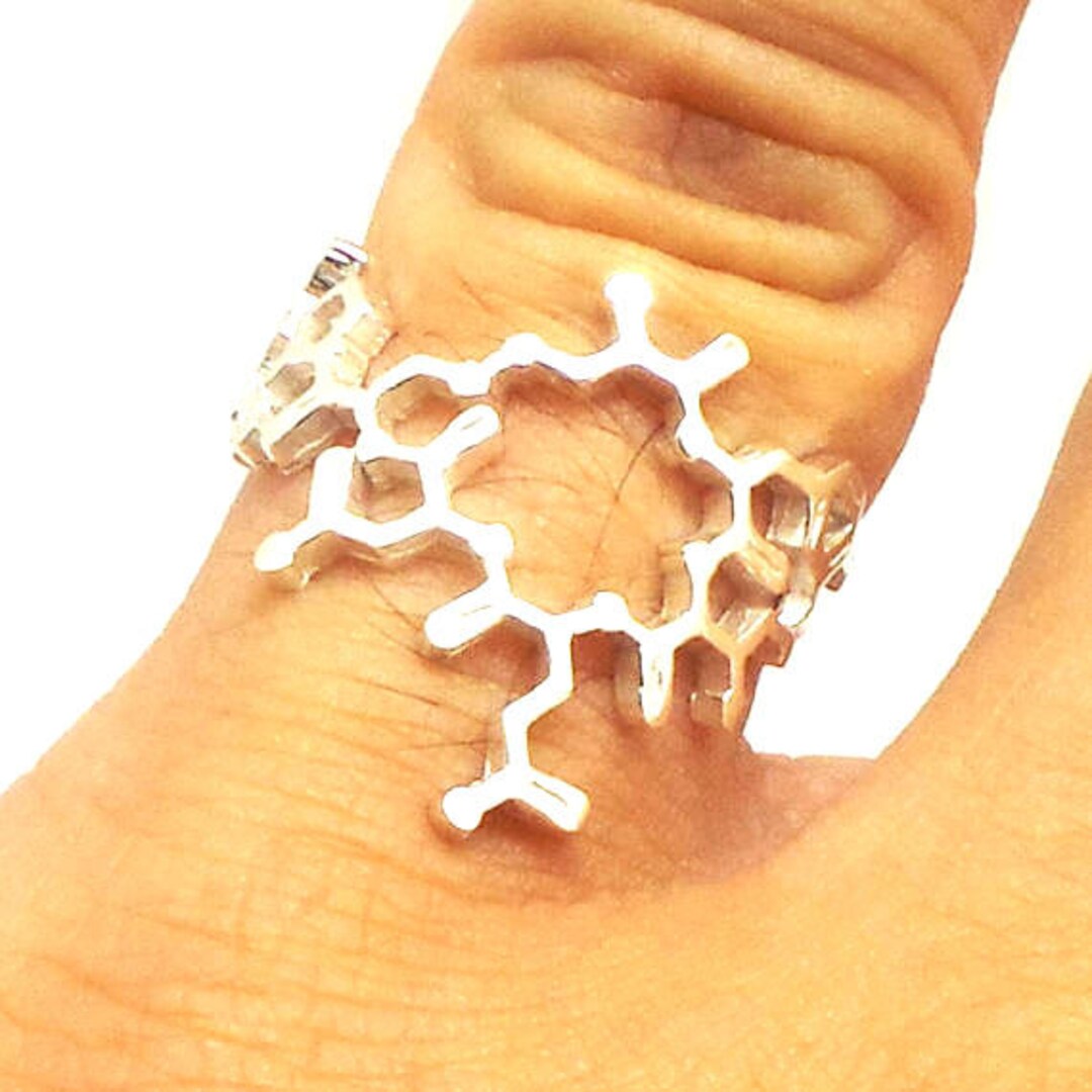 Silver Oxytocin Molecule Ring - Anniversary Science Gift for Gynecologist, Mother, Pregnancy ...