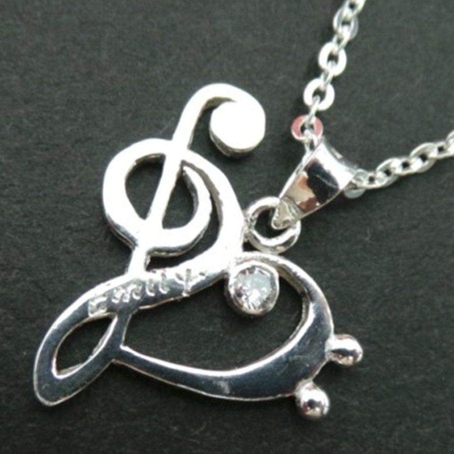 Personalized Name Music Note Necklace Music Heart Necklace - Etsy