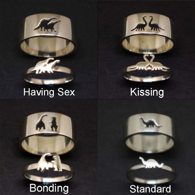Sterling Silver Dinosaur Ring Set - Dino Jewelry - Etsy