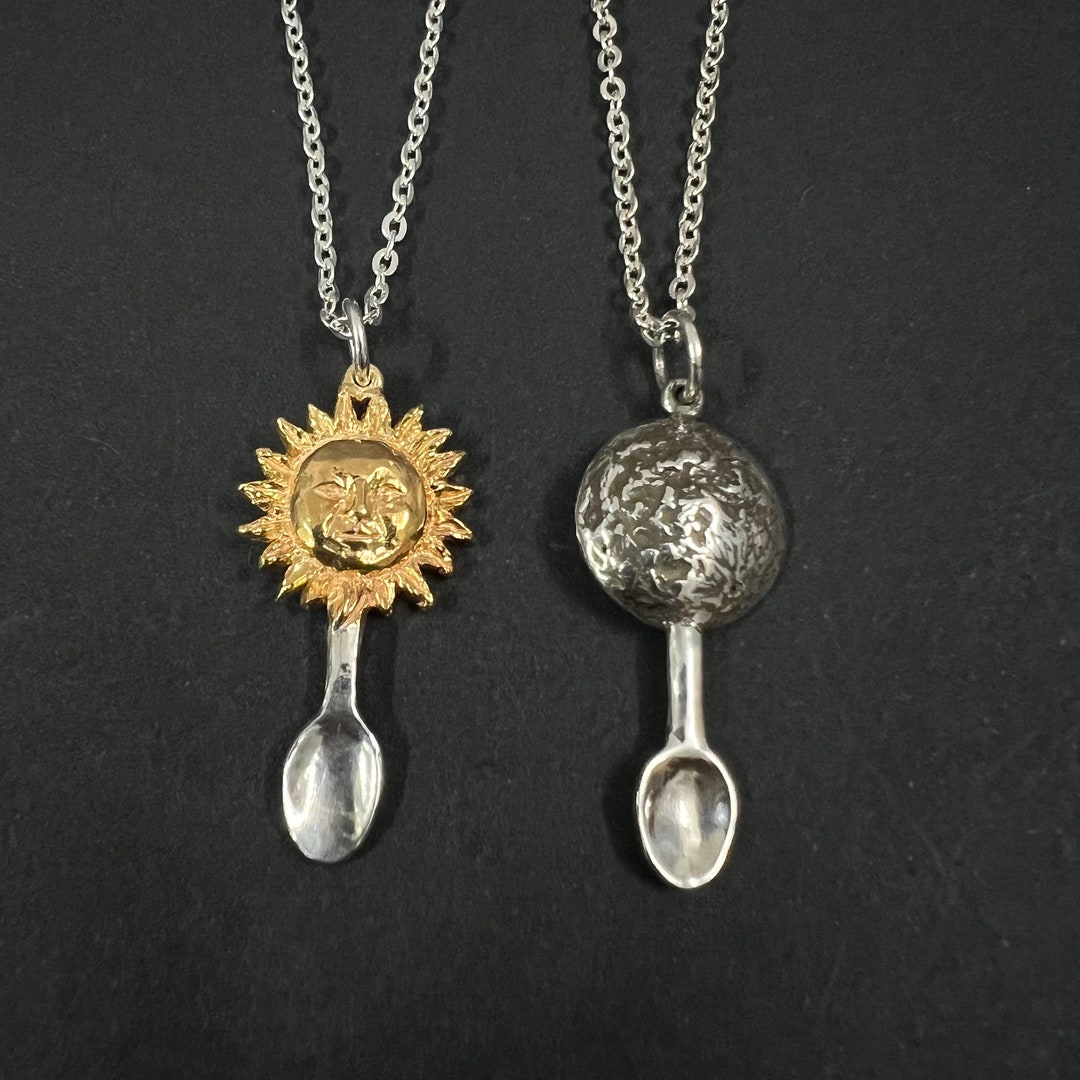 Silver Sun Moon Spoon Necklaces for Couples - Spoon Jewelry, Matching ...