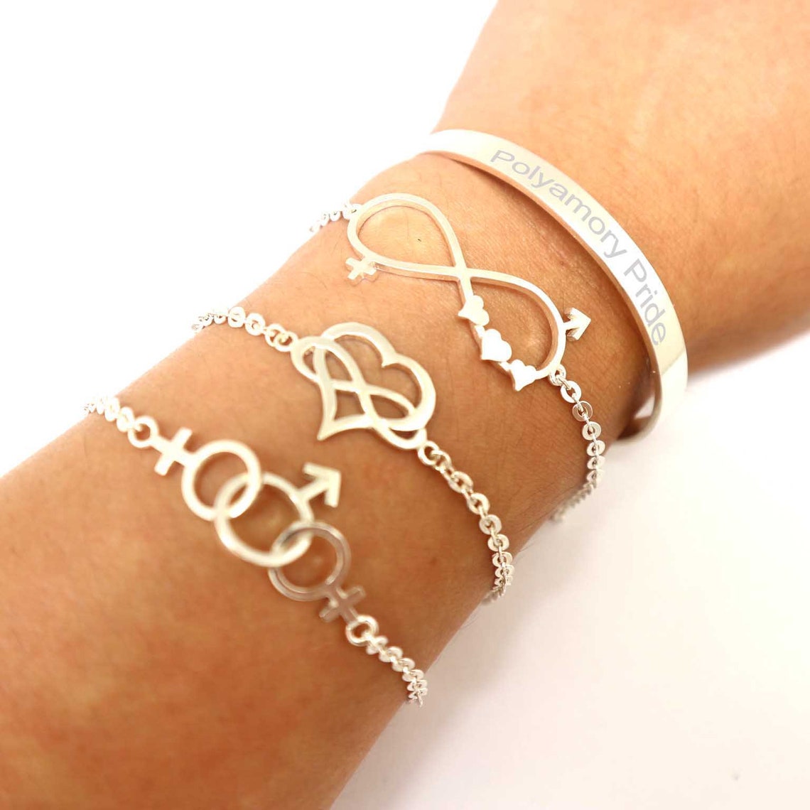 Polyamory Bracelet Bangle Polyamory Jewelry Poly Pride - Etsy