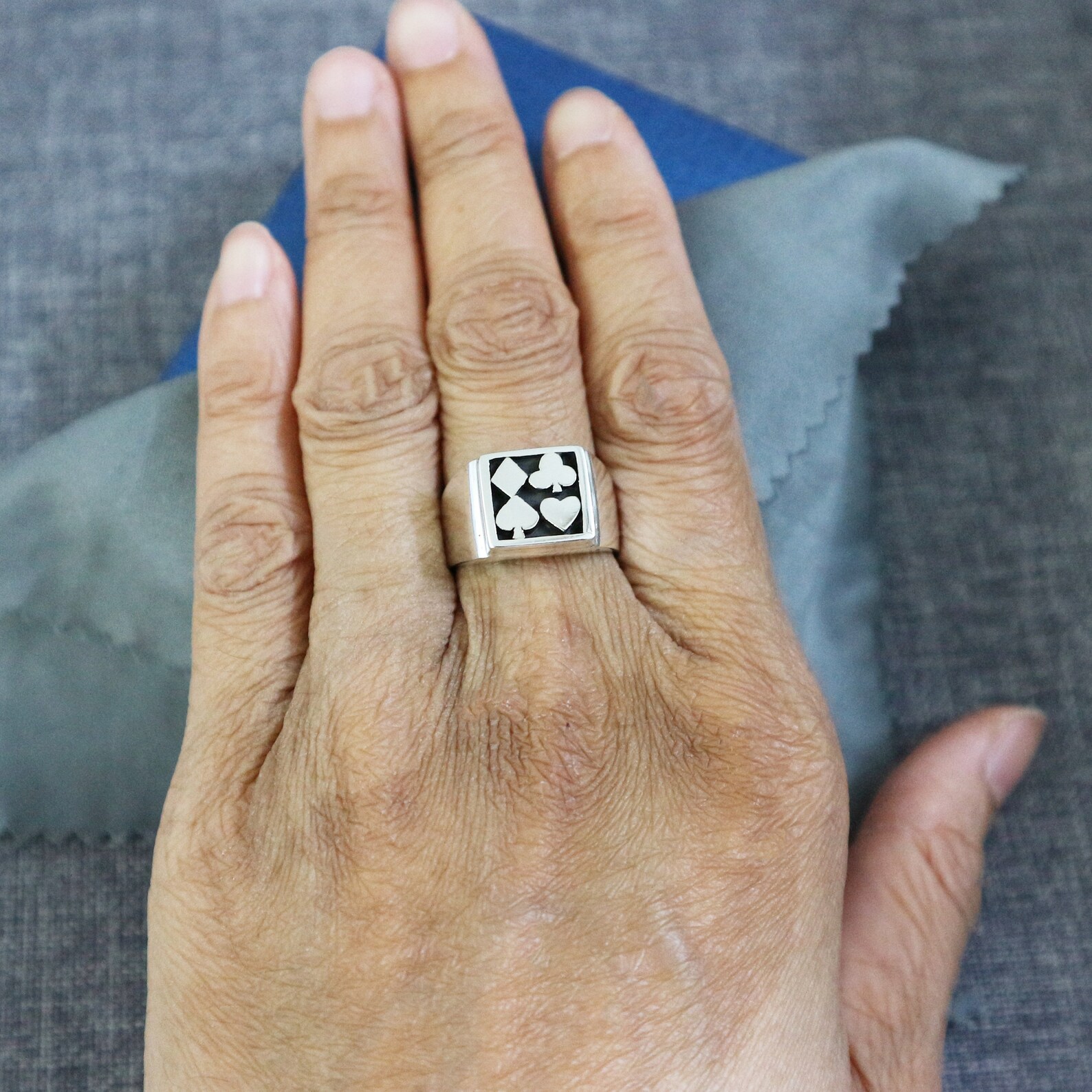 Silver Poker Ring for Men / Women Signet Ring Gift for Her - Etsy