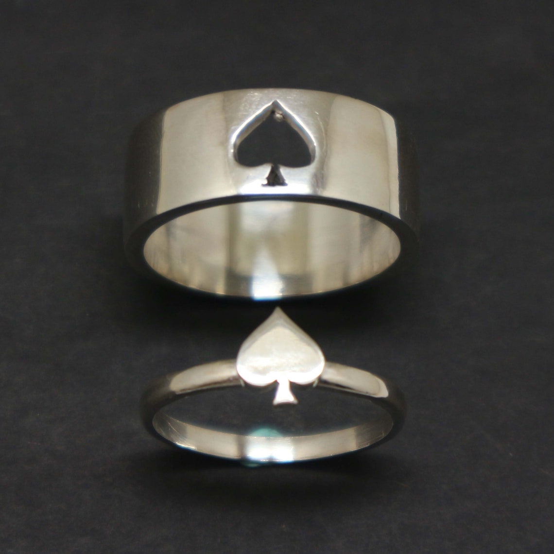 Silver Spade Matching Promise Ring for Poker Couples Craft - Etsy