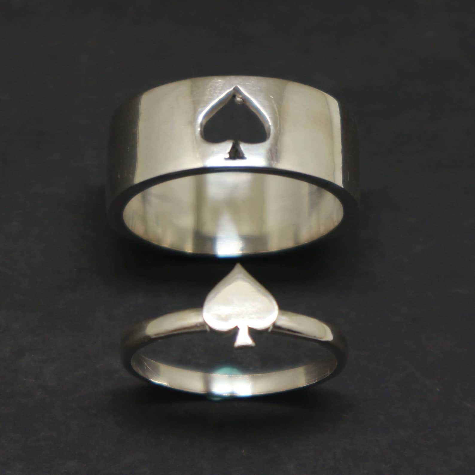 Silver Spade Matching Promise Ring for Poker Couples Craft - Etsy