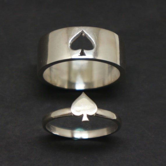 Silver Spade Matching Promise Ring for Poker Couples Craft - Etsy