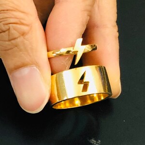 Lightning Bolt Couple Promise Ring Set - Lightning Bolt Jewelry, His ...