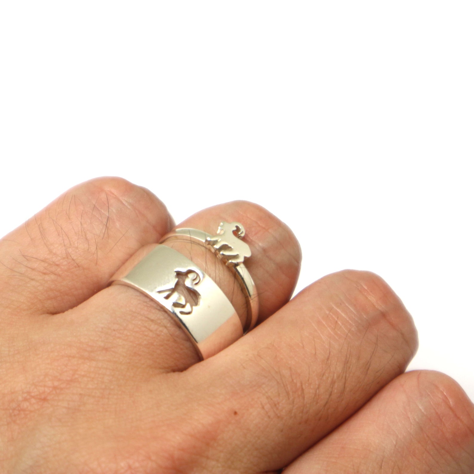 Goat Promise Ring Set - Goat Jewelry, Heifer His and Her Calf Ring ...