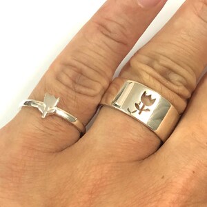 Silver Tulip Flower Promise Ring for Couples - Spring Nature Floral ...