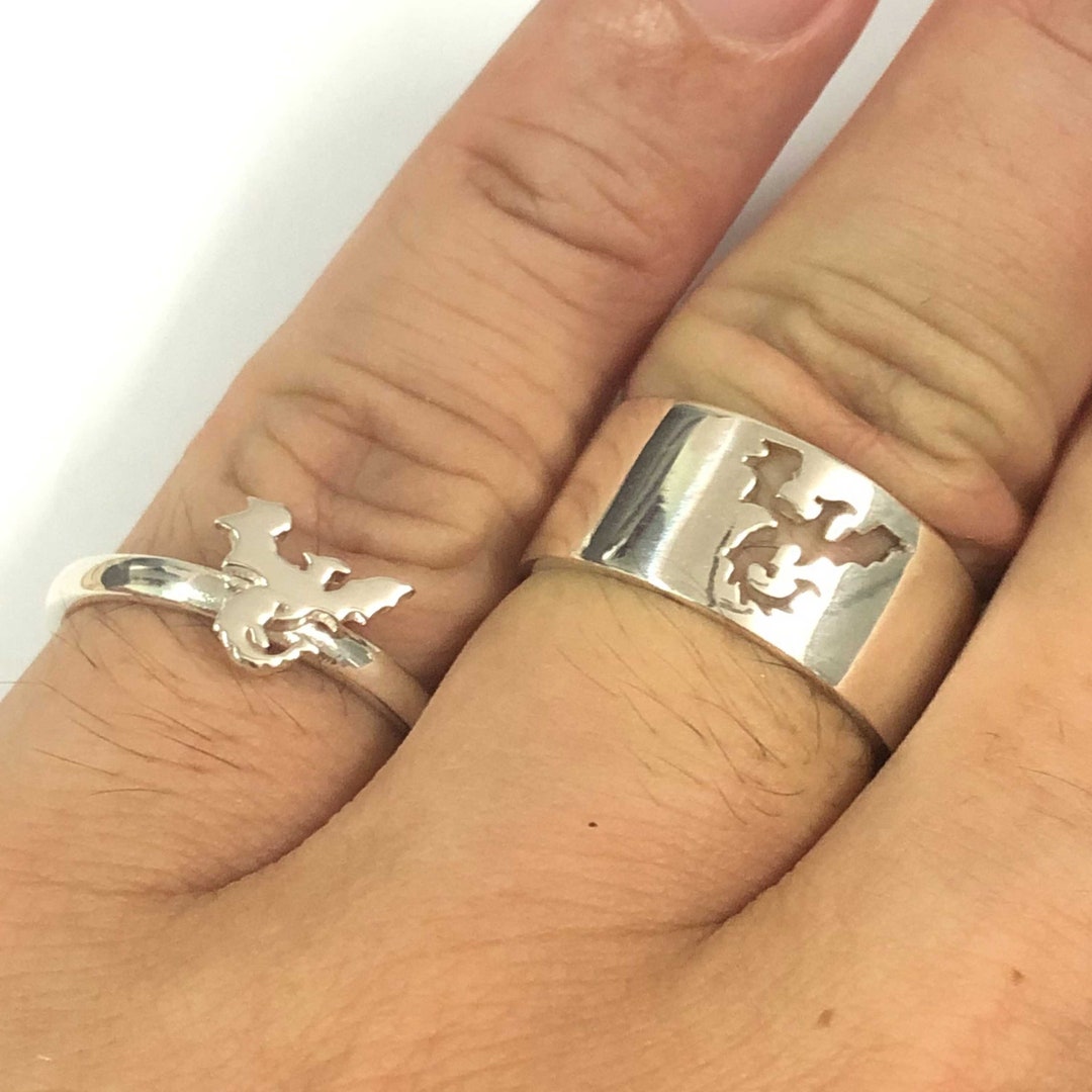 Silver Dragon Matching Promise Ring for Couples - Mythical Fantasy ...