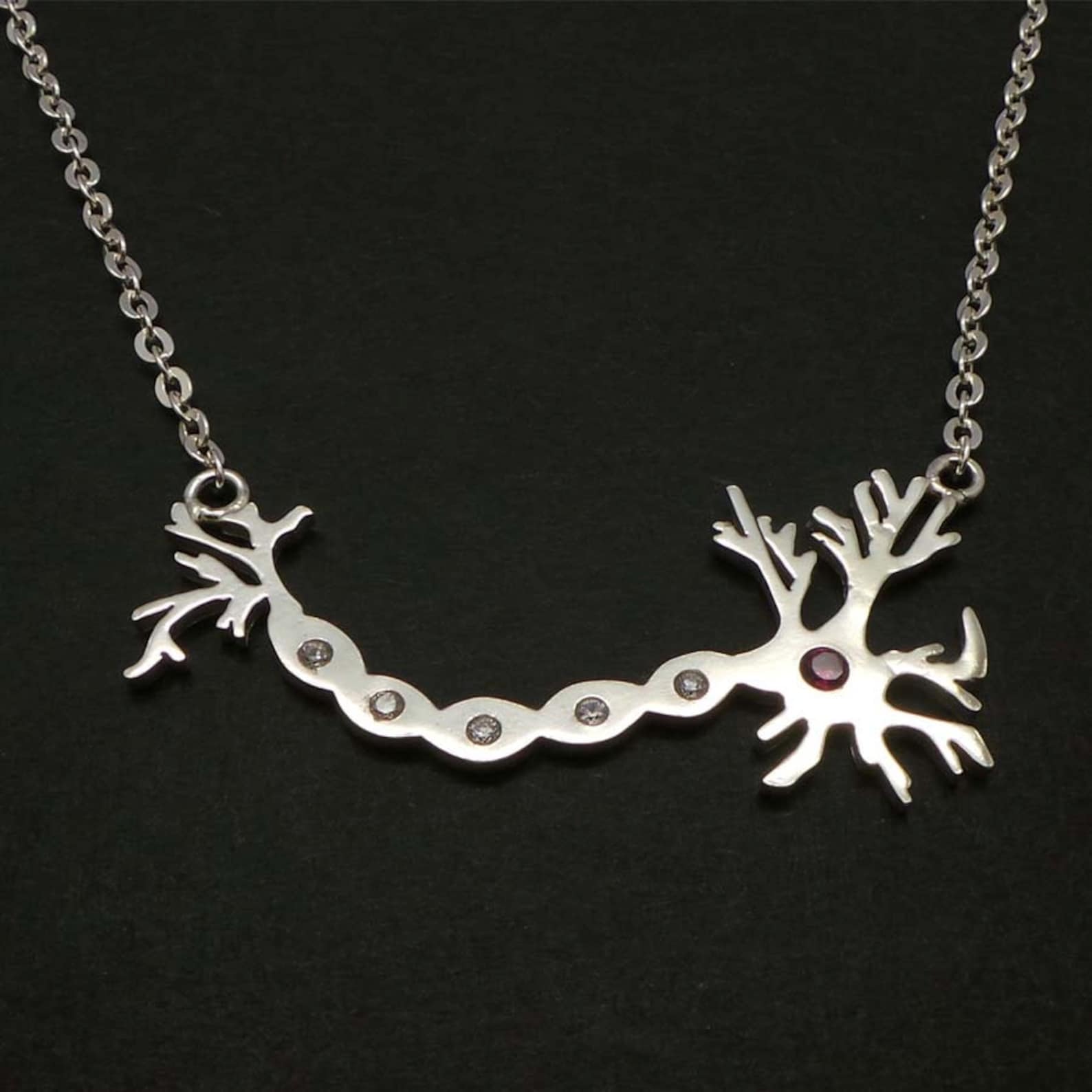 Silver Neuron Neuroscience Necklace - Science Anatomy Biology Jewelry ...