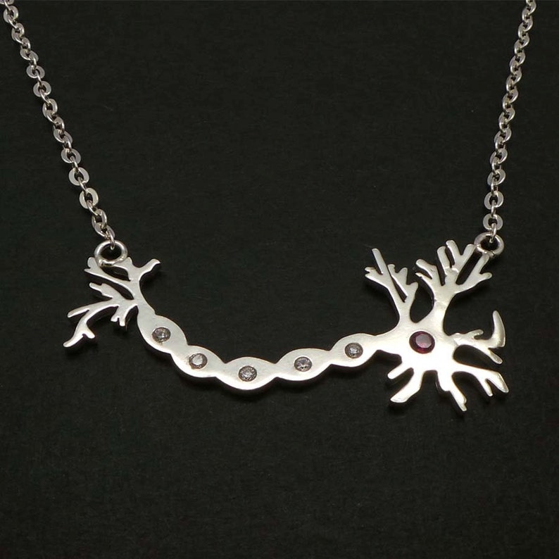 Silver Neuron Neuroscience Necklace - Science Anatomy Biology Jewelry ...