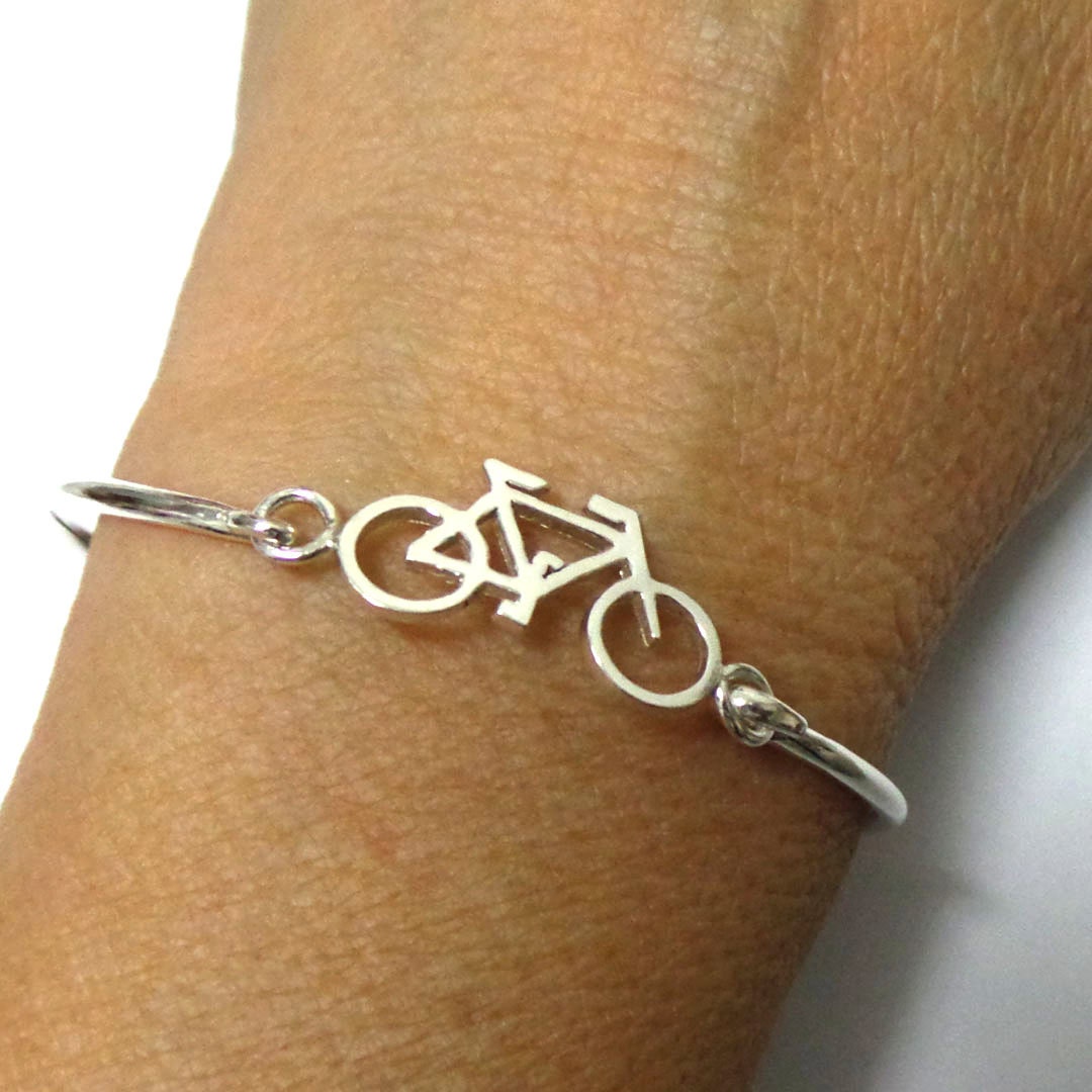 Silver Mountain Bicycle Bangle Bracelet : Bike Jewelry, Size 5 - 8.5 ...