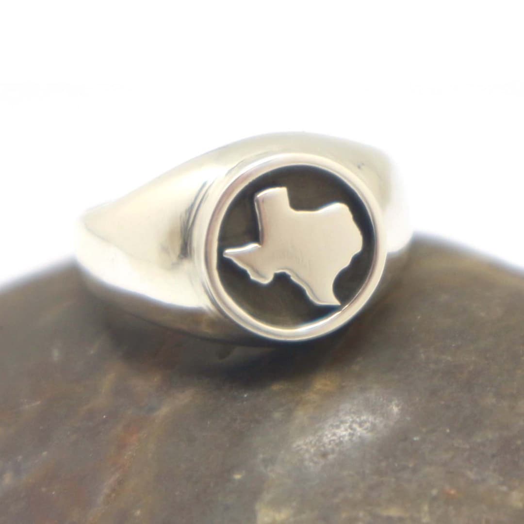 Silver Texas Signet Ring - Texas Home Pride Jewelry for Dad, State, Map ...
