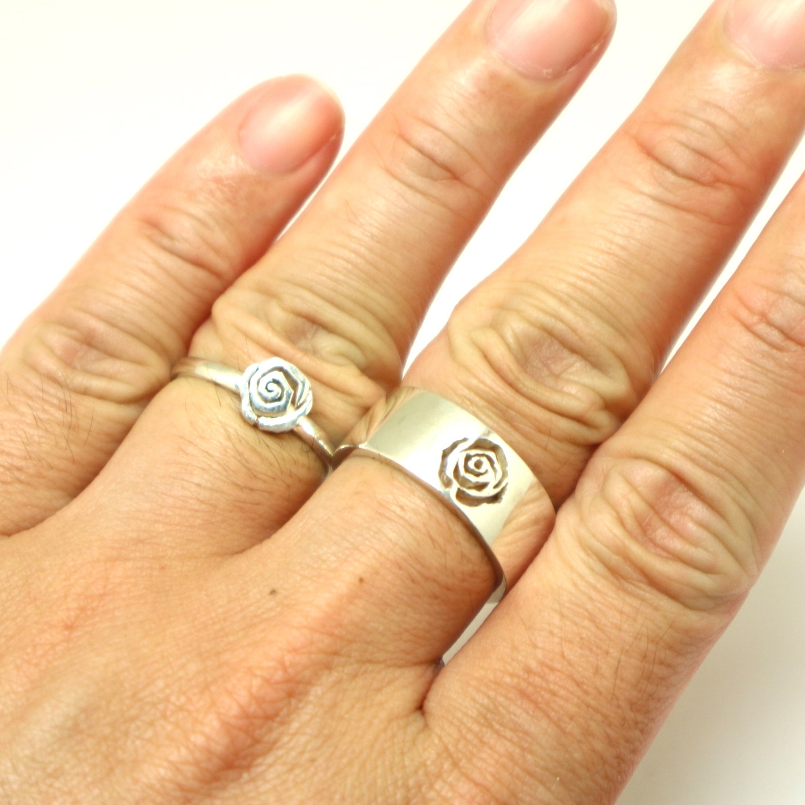 Rose Promise Ring for Couples - Flower Jewelry, His and Her Promise ...