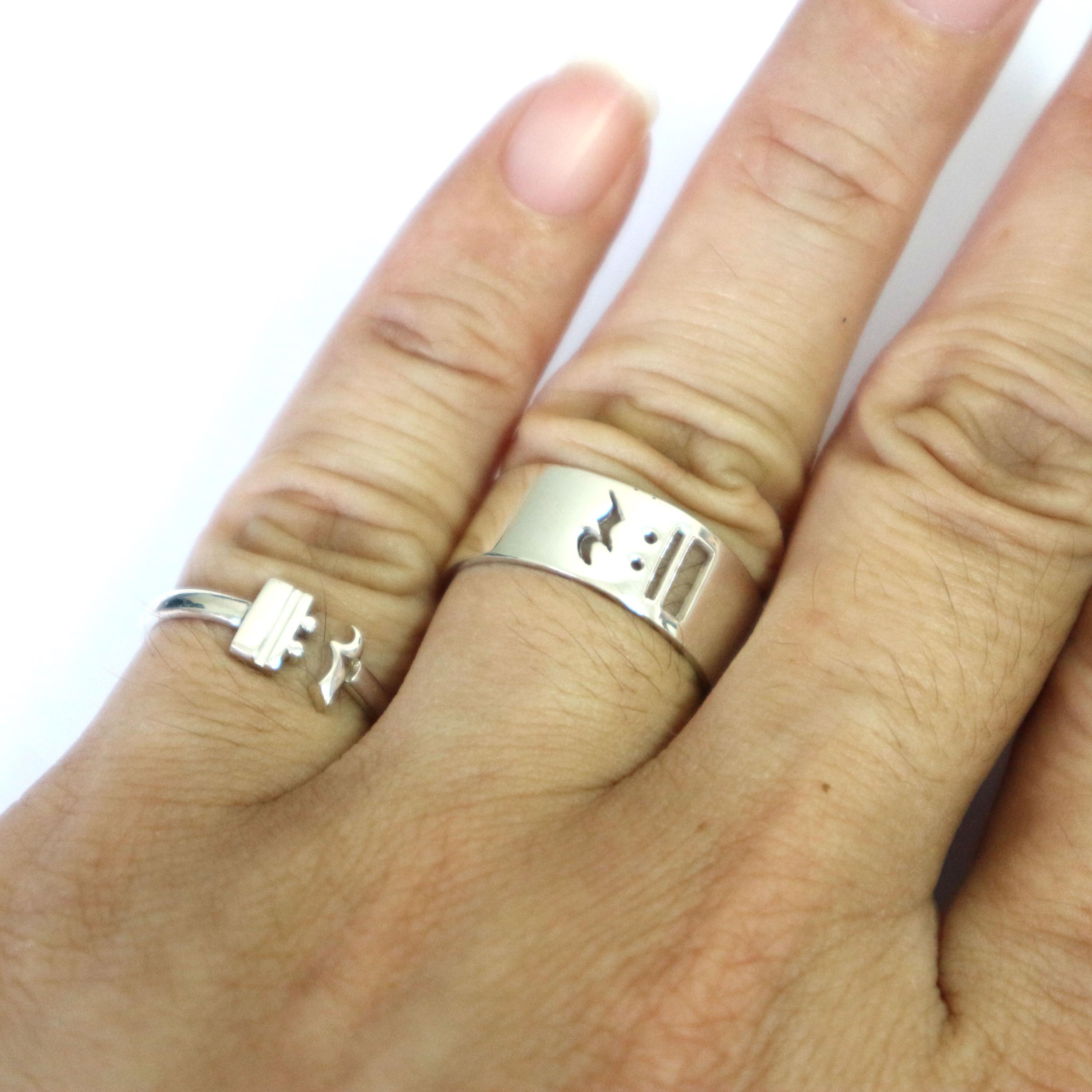 Silver Music Rest Note Ring: Couple Matching Promise Engagement Jewelry ...