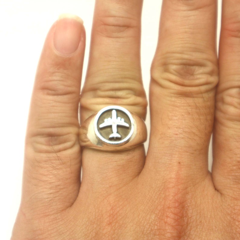 Pilot Graduation Gift Airplane Signet Ring - Aviator Gift for Dad ...