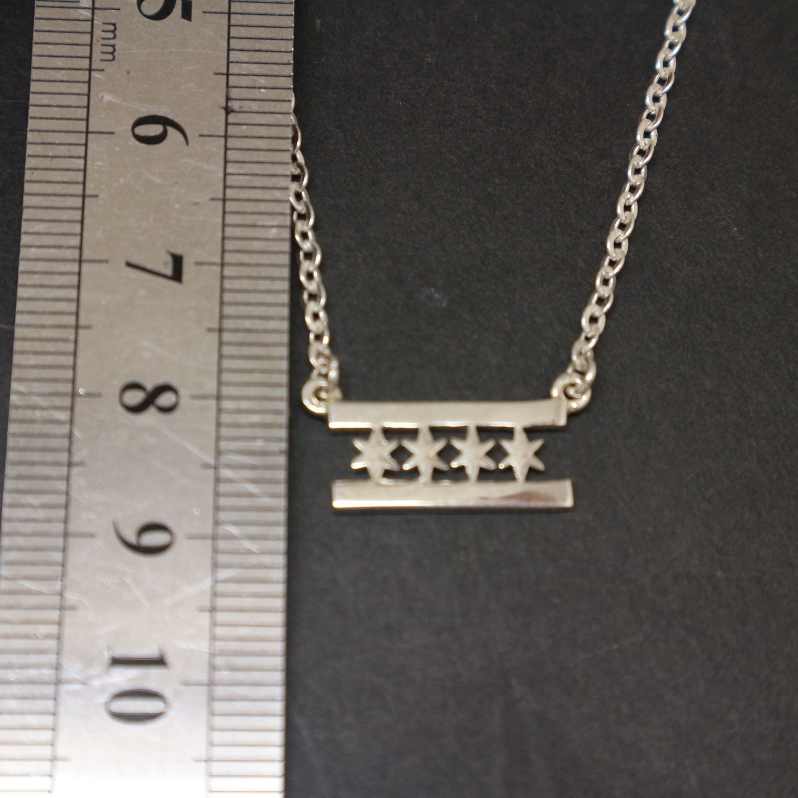 Silver Chicago Flag Necklace - Flag Jewelry - Pride Necklace - Star ...