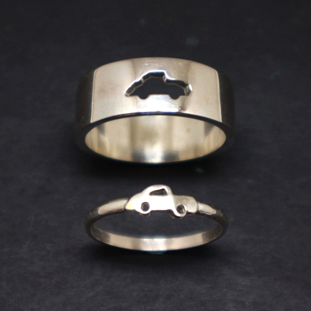 Silver Vintage Car Matching Promise Ring : Classic Vehicle Couple ...