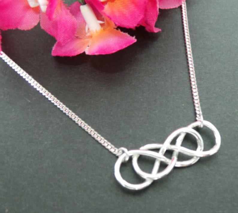 Silver Double Infinity Necklace Statement Necklace Infinity | Etsy