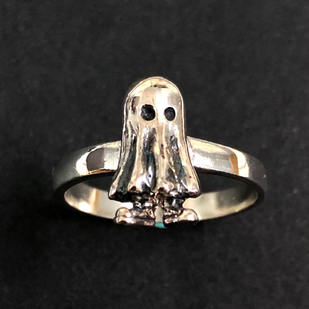 Silver Ghost Ring - Halloween Jewelry, Unisex, Boyfriend, Girlfriend ...
