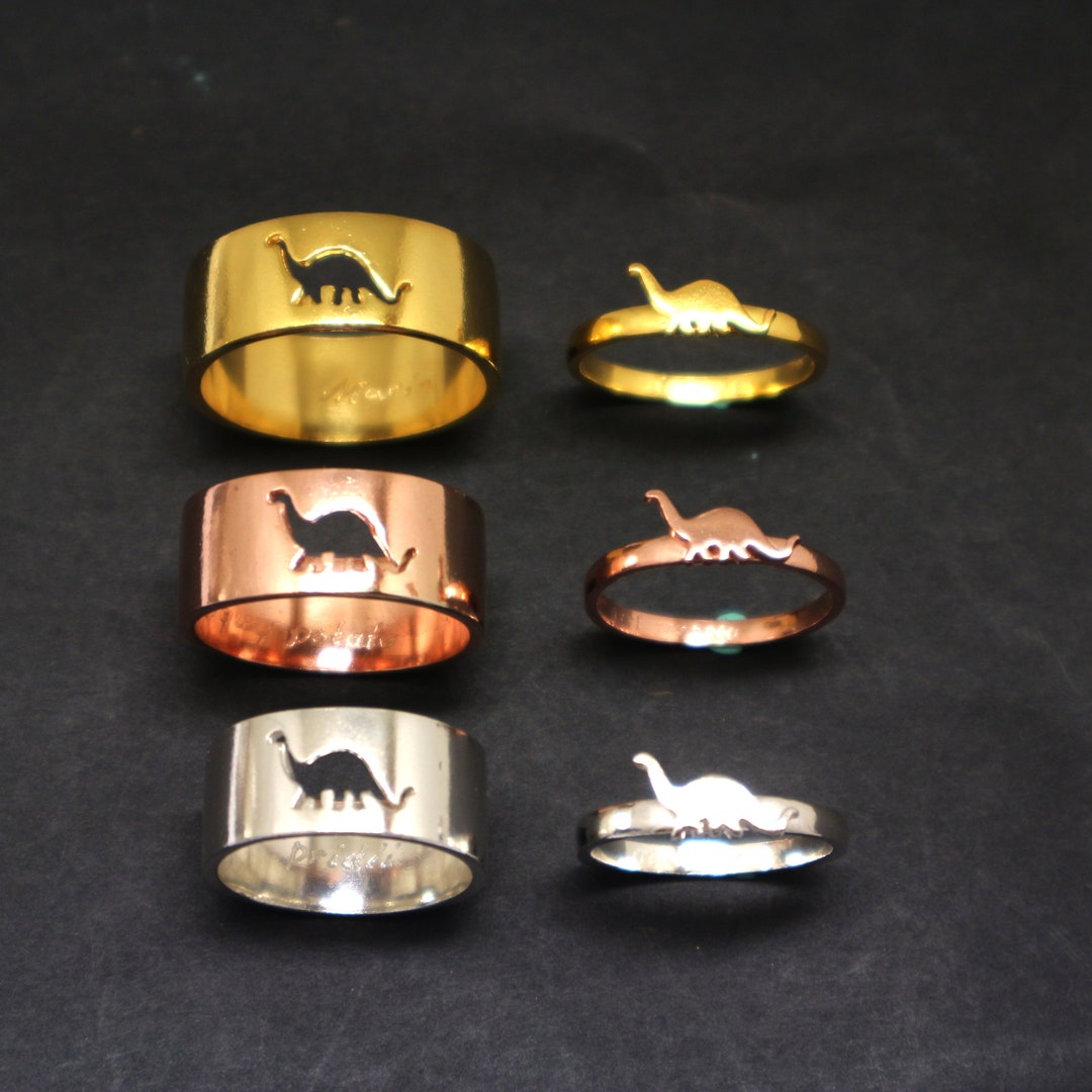Will You Marry Me Ring - Silver Dinosaur Jewelry, Matching His and Her ...