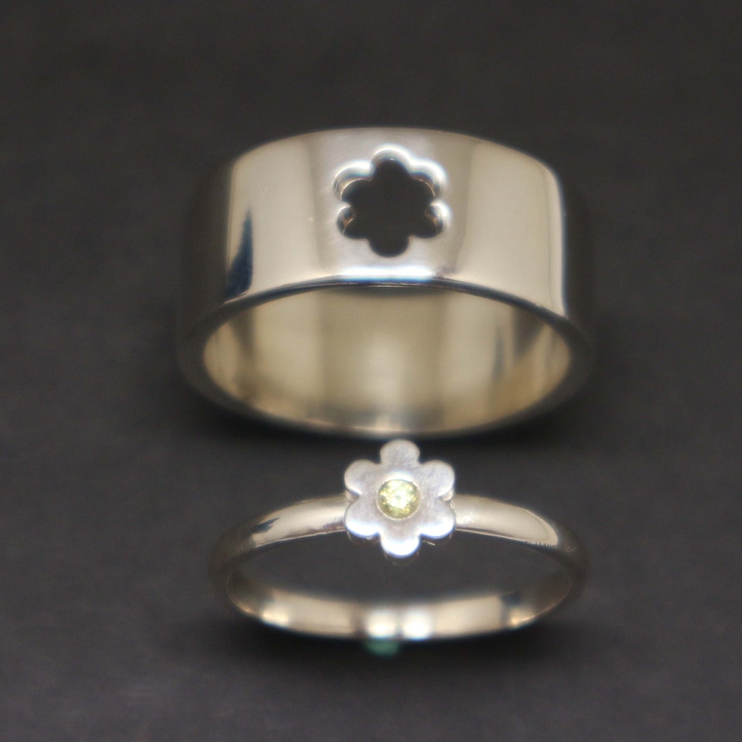 Daisy April Birth Flower Matching Promise Ring for Couples, Craft Your ...
