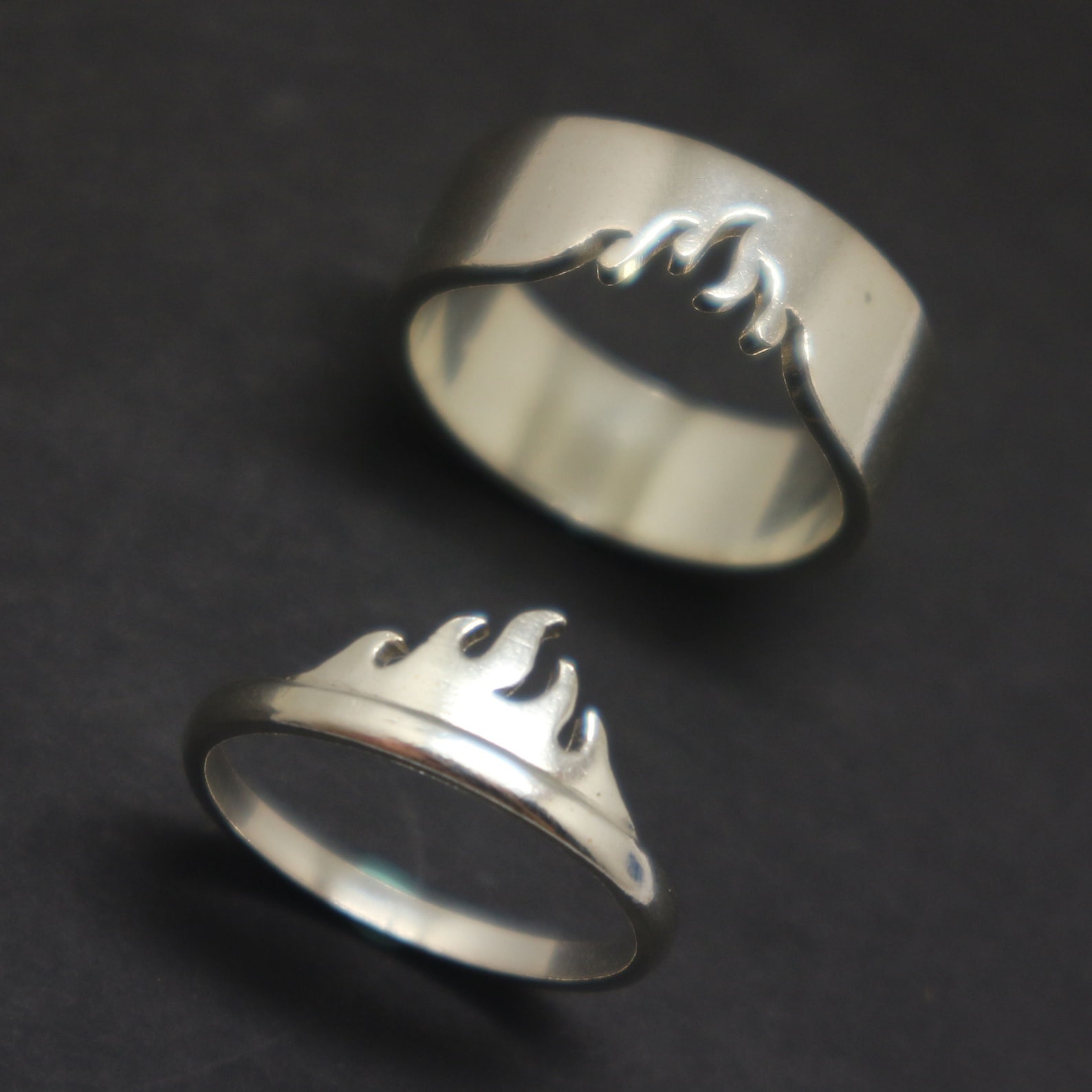 Fire Promise Ring for Couples Flame Jewelry Matching Rings | Etsy