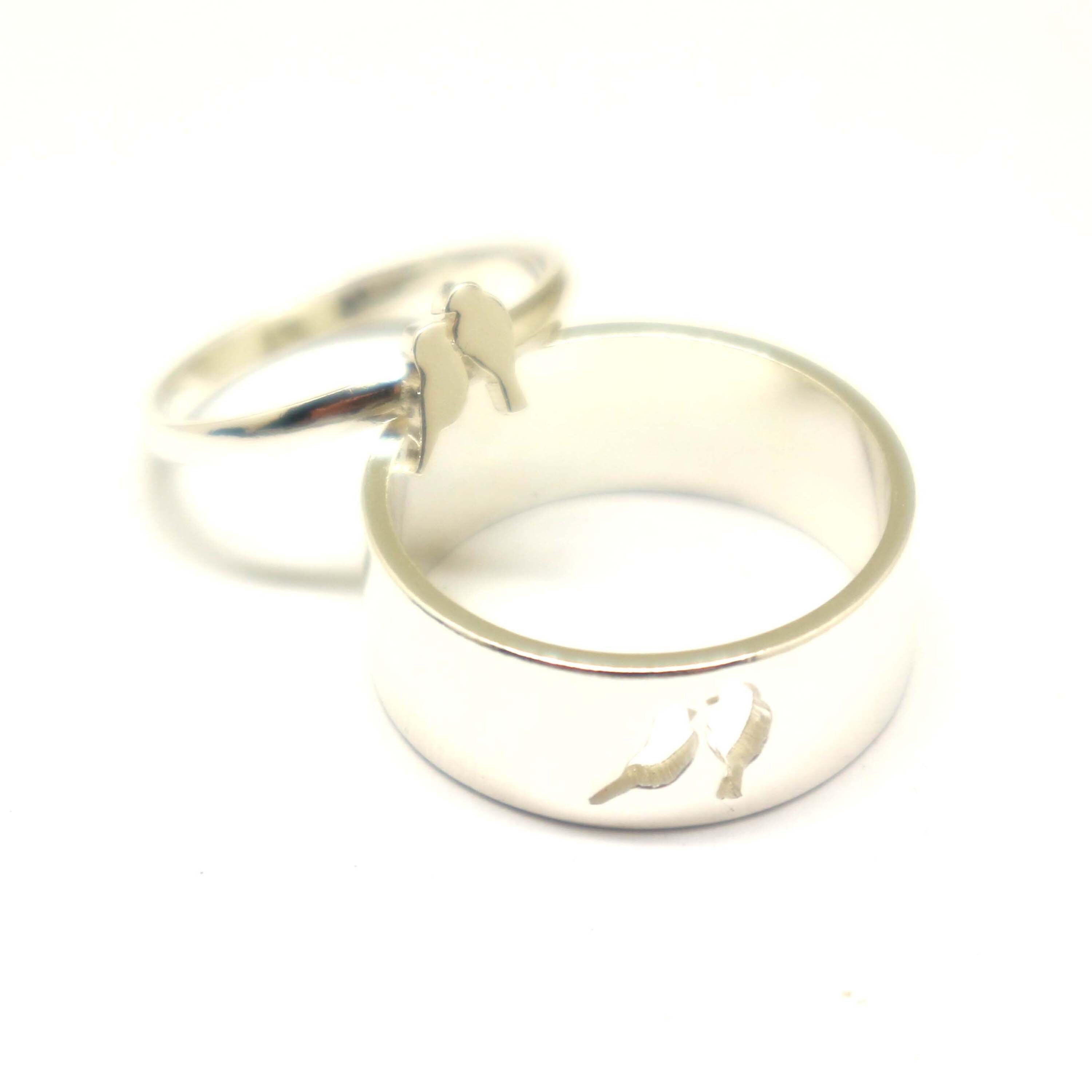 Bird Matching Promise Ring for Couples - Bird Kissing Jewelry ...