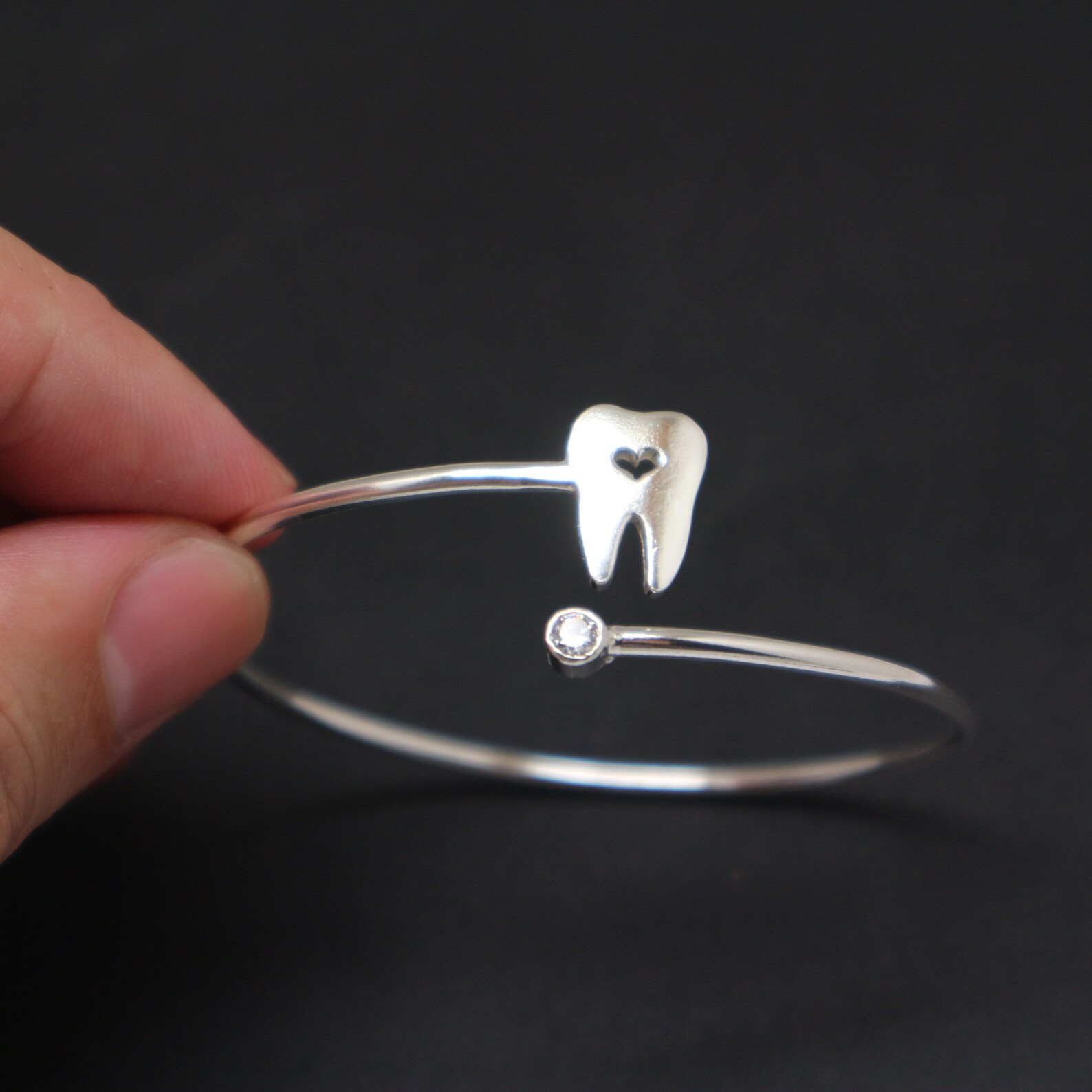 Silver Tooth Bracelet Bangle Teeth Jewelry Dentist Jewelry | Etsy