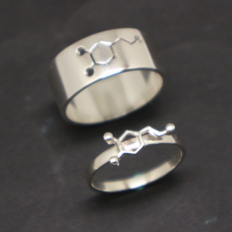 Dopamine Molecule Promise Ring for Couple - His and Her Matching ...