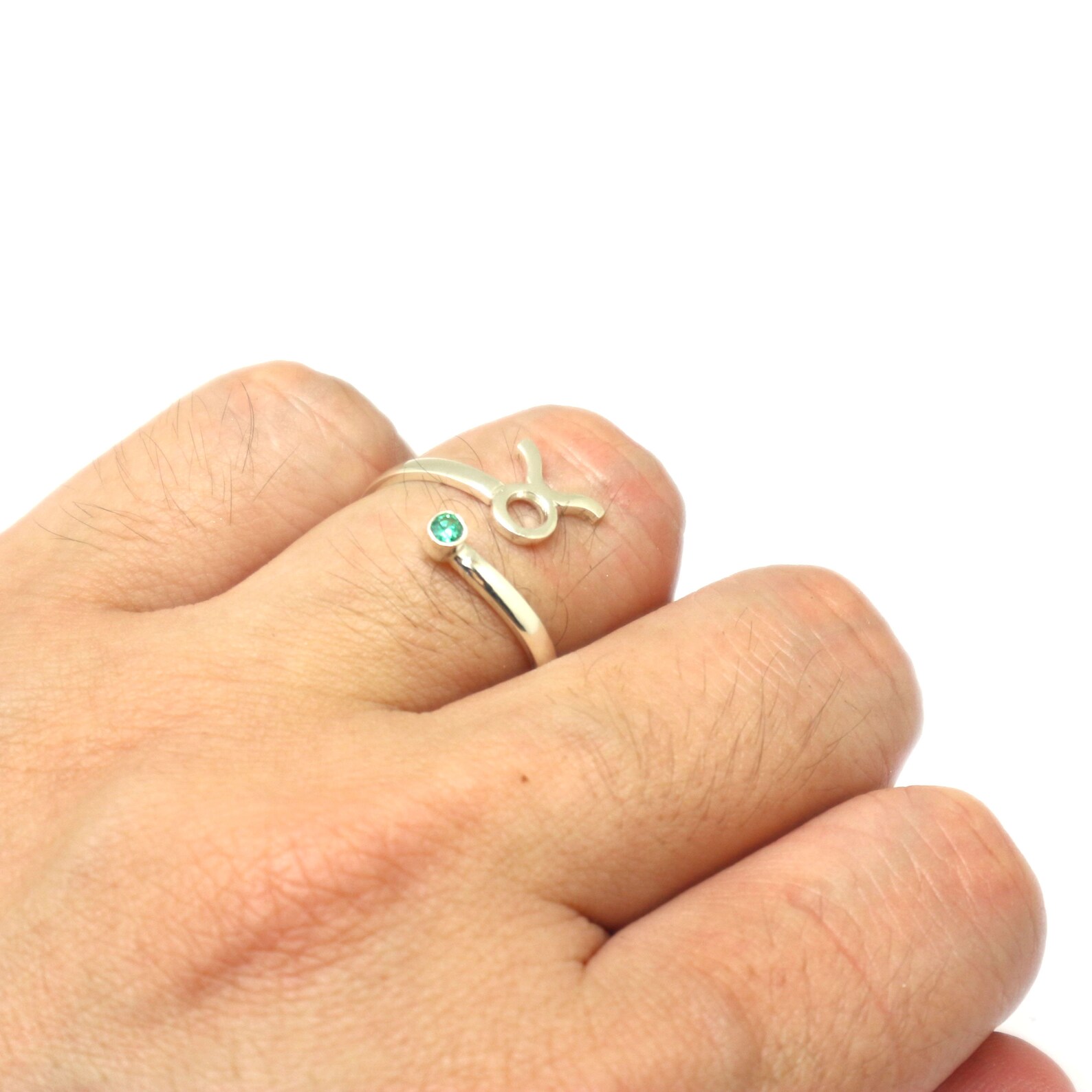 Silver Zodiac Ring With Birthstone Stacking Horoscope Sign - Etsy
